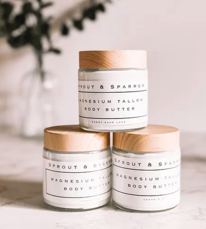 Sprout & Sparrow- Magnesium Tallow Body Butter – Berries & Bird